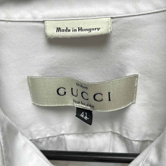 Gucci | Shirts | Gucci Mens White Long Sleeve Uniform Neck 6 Sleeve 41 ...